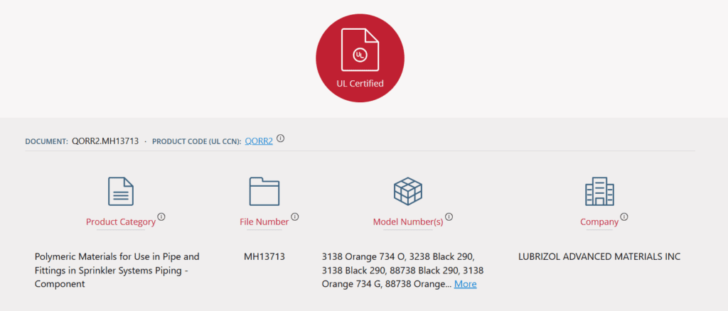 Ống nhựa tiêu chuẩn UL chữa cháy
